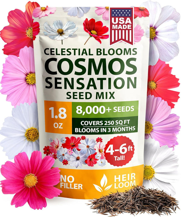 Cosmos Seeds Bulk Pack (8000 Seeds / 1.8oz) Annual Flower Seeds ...